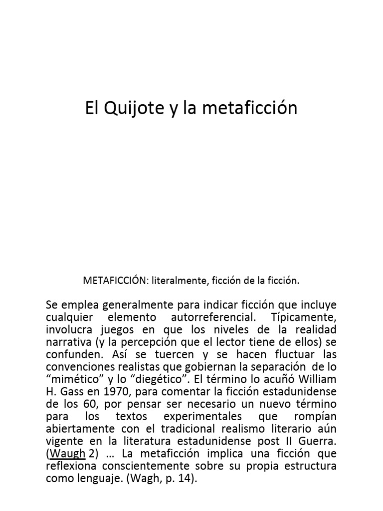 El Quijote y la Metaficción | PDF