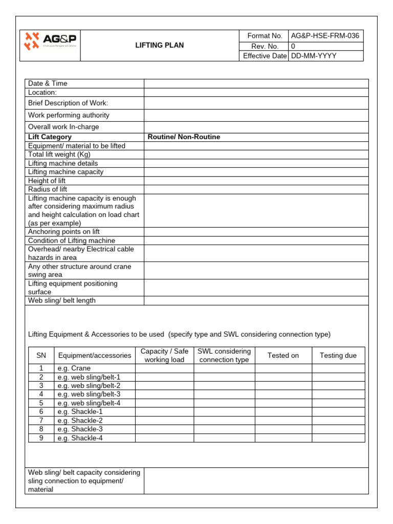 Lifting Plan and Safety Checklist | PDF