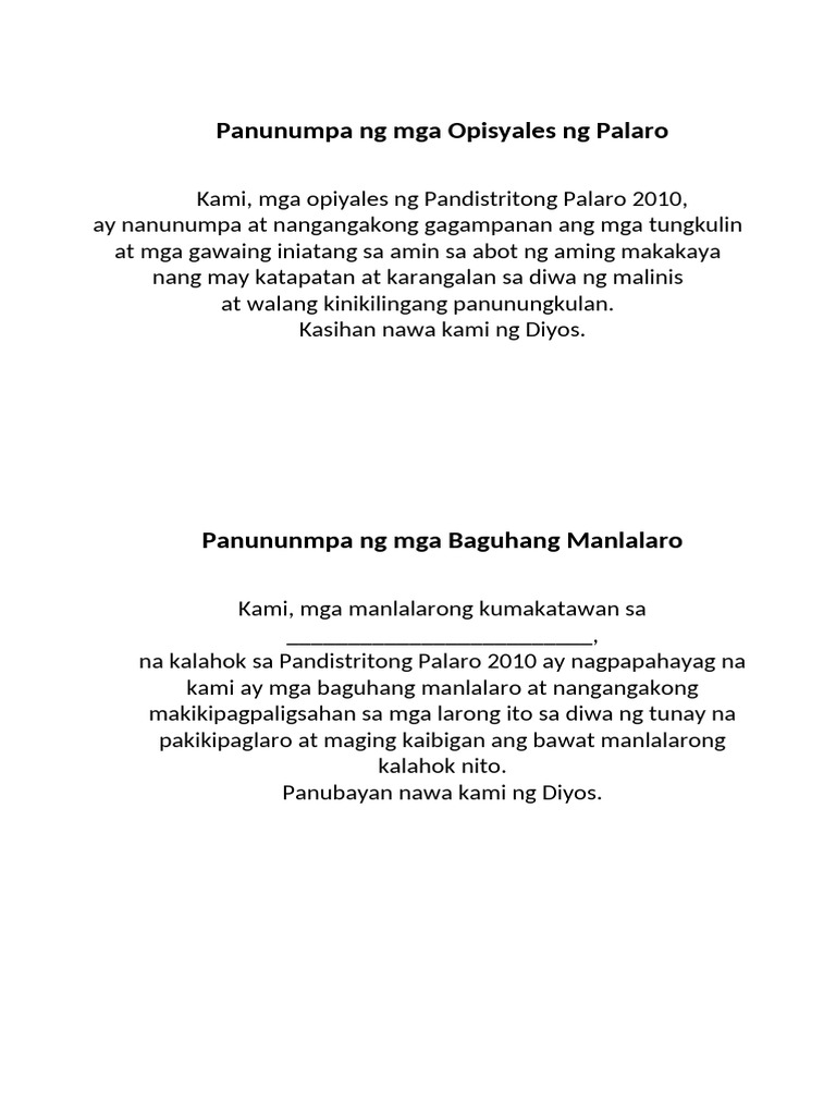 Oath and Program for District Sports Event | PDF