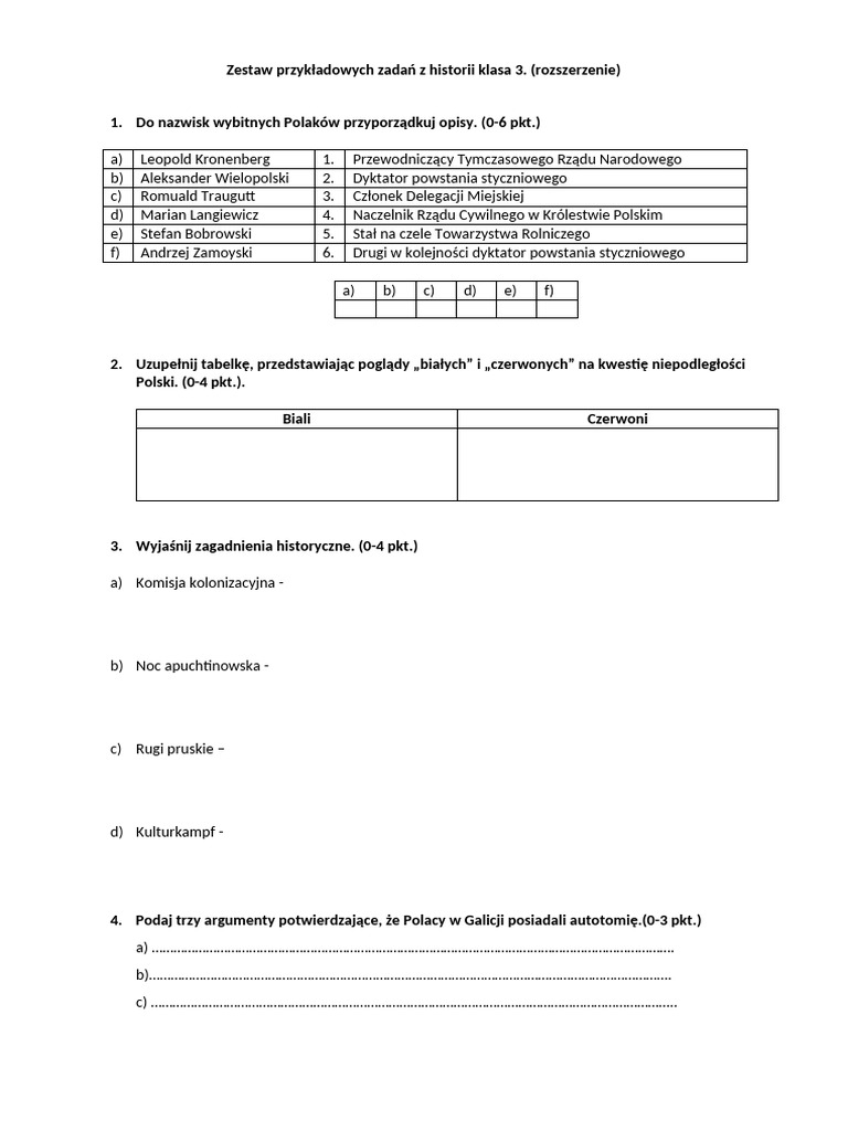 Klasa3 Hist Rozszerzona Przyklad-2 | PDF