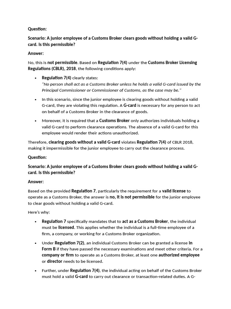 G-Card Compliance in Customs Brokerage | PDF | Customs | Regulatory ...