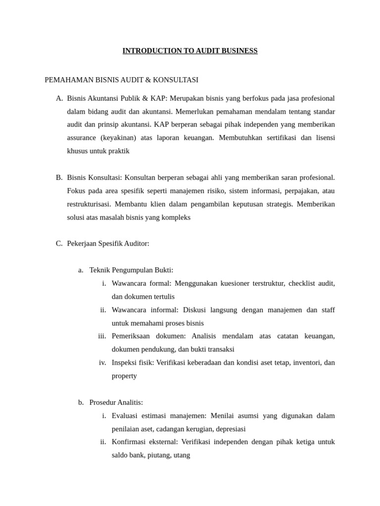 Introduction To Audit Business | PDF