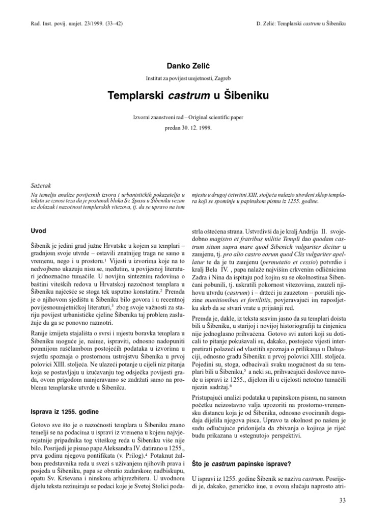 Zelic Templarski Kastrum | PDF