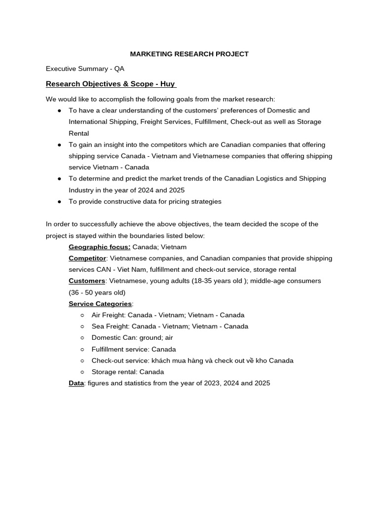 Draft - Marketing Research Project | PDF | Data | Business