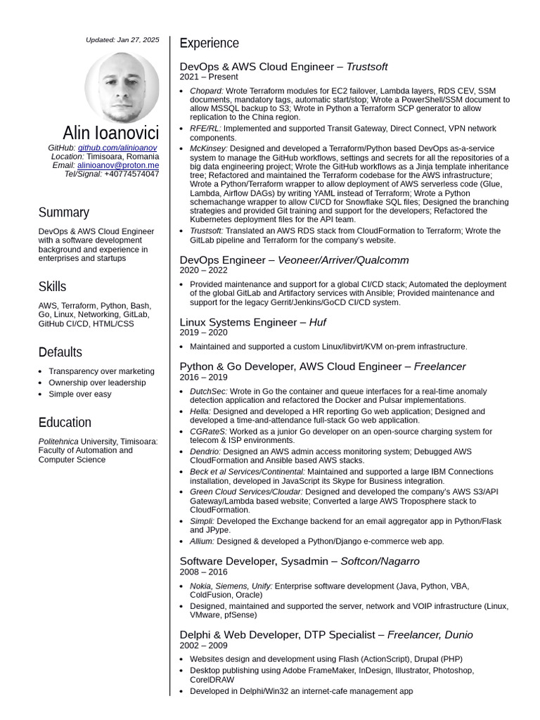 DevOps & Cloud Engineering Resume | PDF | Amazon Web Services | Cloud Computing