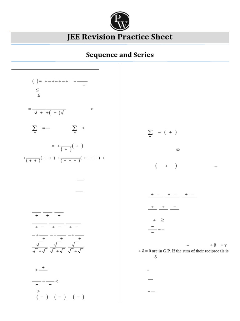 Sequence and Series - Practice Sheet (Advanced) | PDF | Arithmetic ...