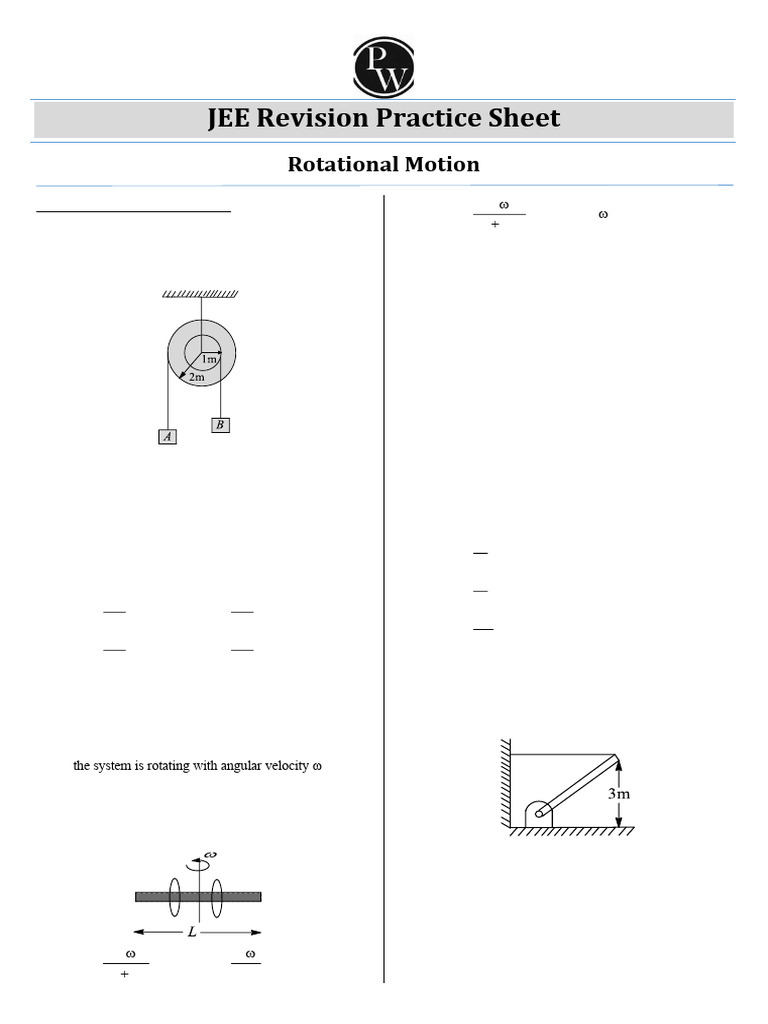 Rotational Motion _ Practice Sheet (Main) | PDF | Rotation Around A ...
