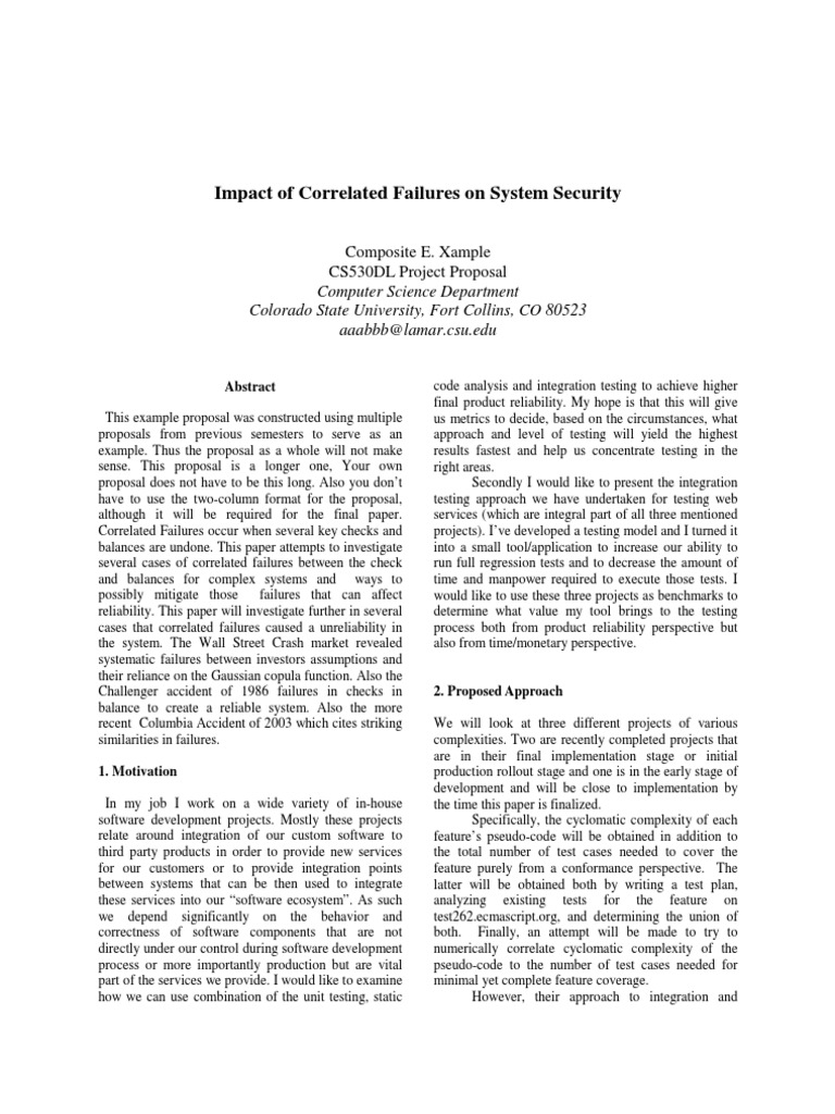 Research Proposal Sample | PDF | Reliability Engineering | Systems Theory