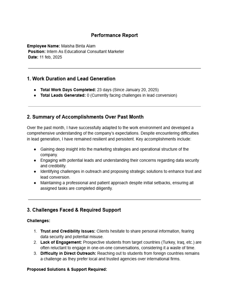 Performance Report - Maisha Binta Alam | PDF | Marketing Strategy ...