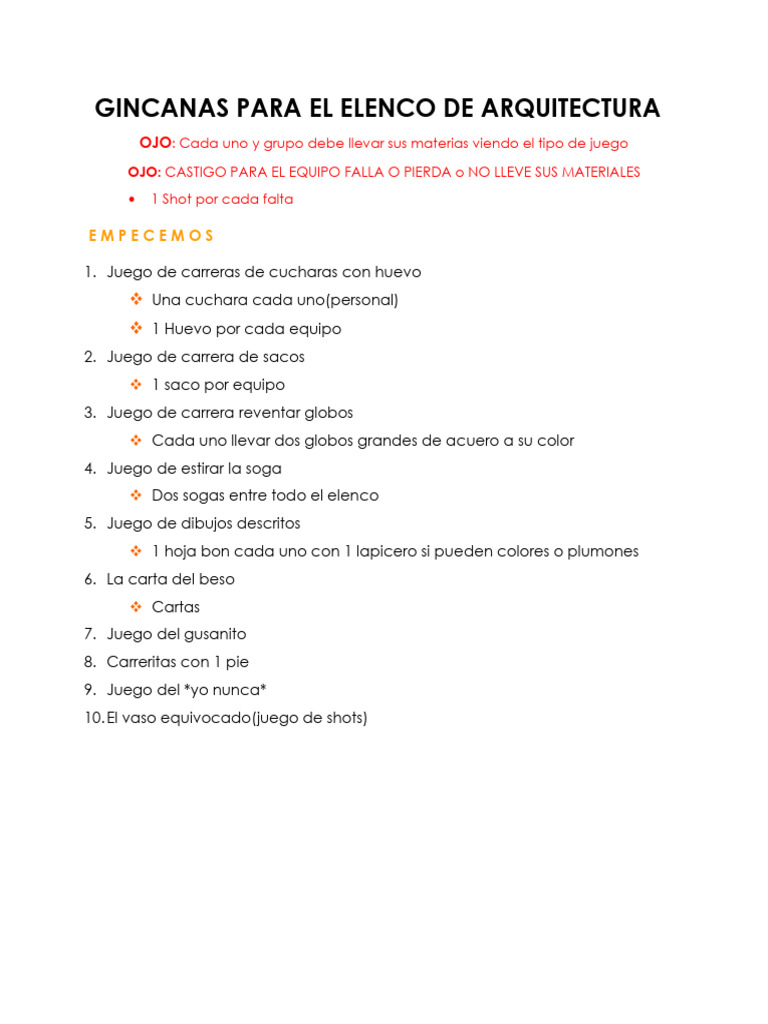 Gincanas Divertidas para Arquitectura | PDF