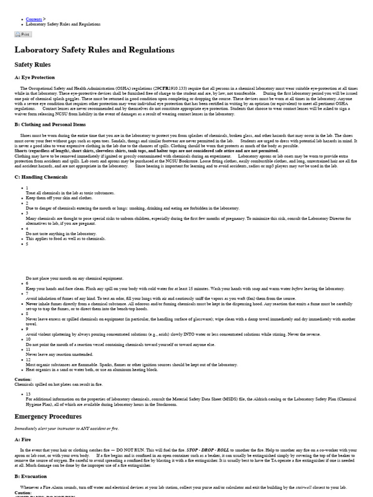 Laboratory Safety Guidelines and Rules | PDF | Fires