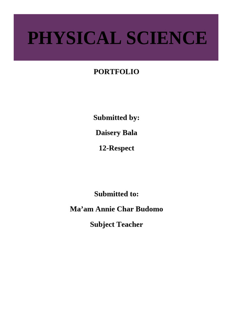 Physical Science Reflection | PDF