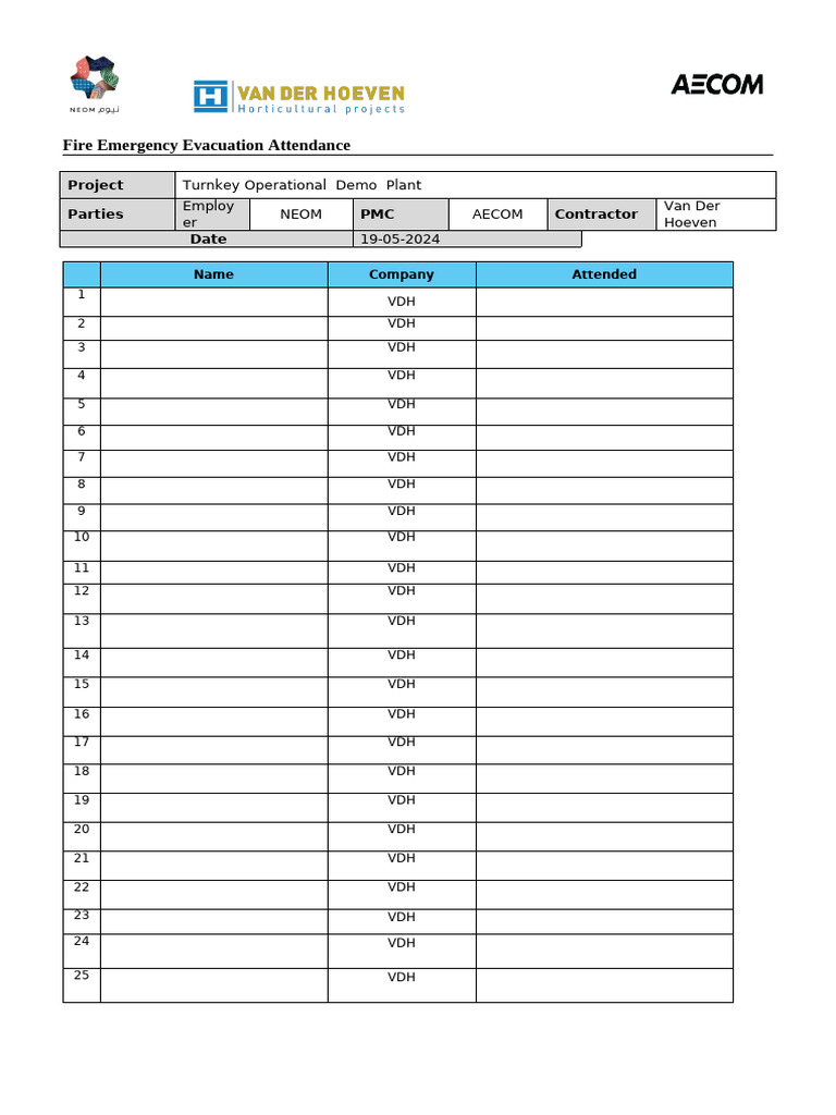 Fire Evacuation Training Attendance | PDF | Product Development