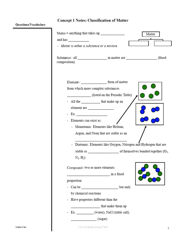 Classification of Matter Notes | PDF | Mixture | Chemical Substances