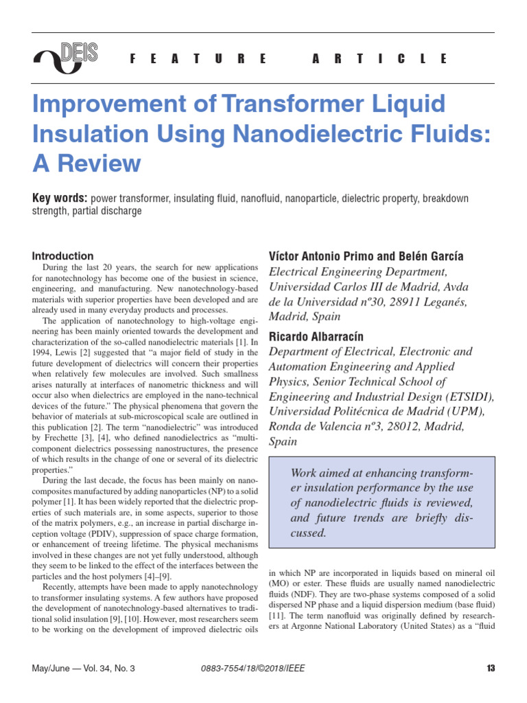 Nanodielectric Fluids in Transformers | PDF | Dielectric | Zinc Oxide