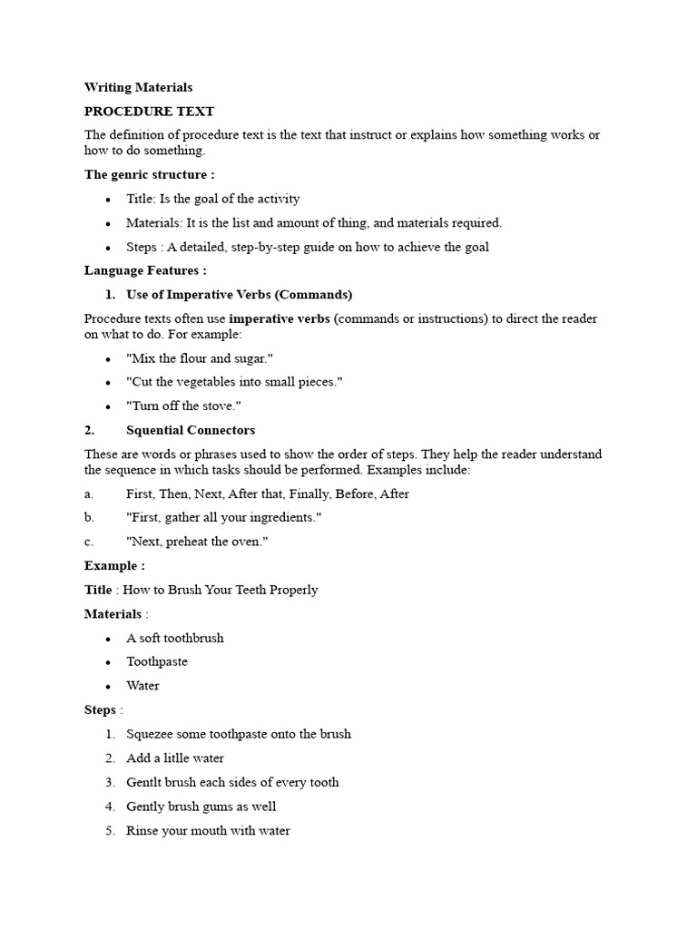 Writing Procedure Texts Guide | PDF