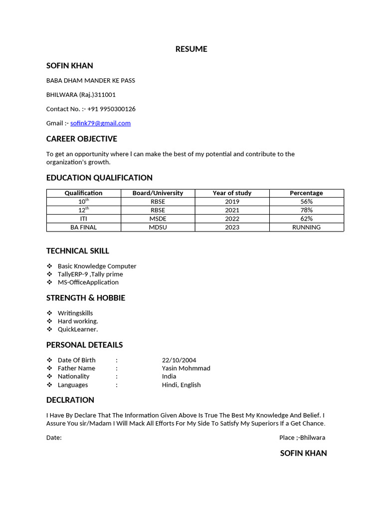Sofin Resume | PDF