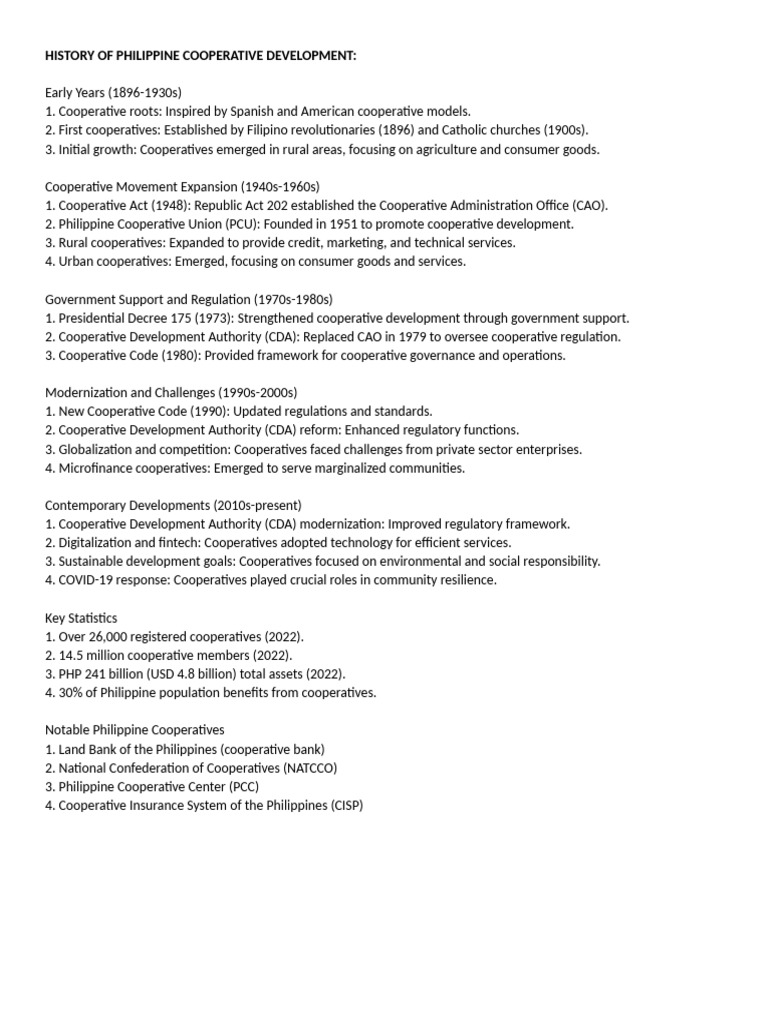 HISTORY-OF-PHILIPPINE-COOPERATIVE-DEVELOPMENT | PDF