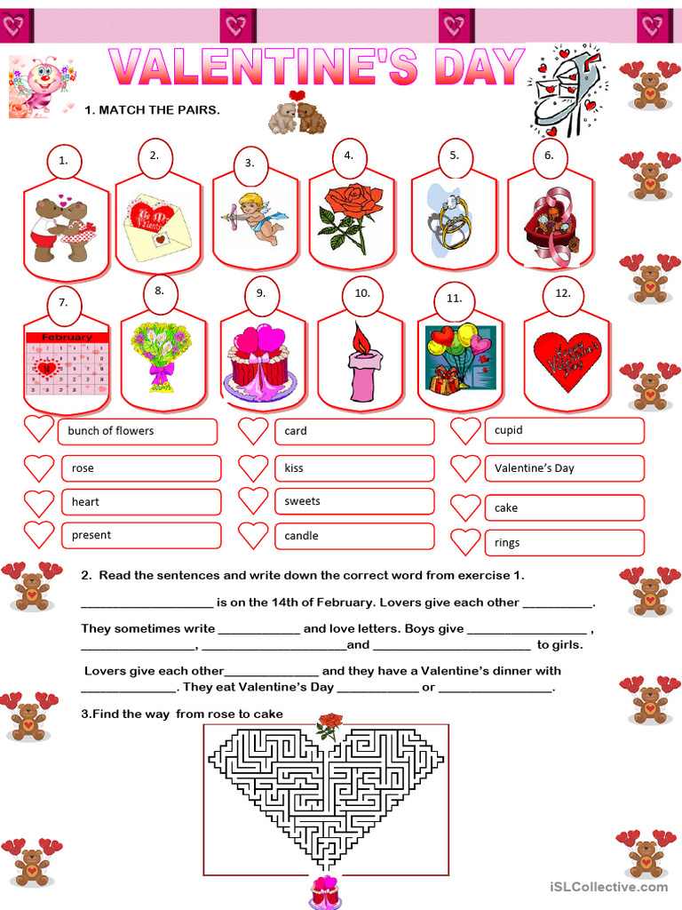 Valentine’s Day Vocabulary Exercise | PDF