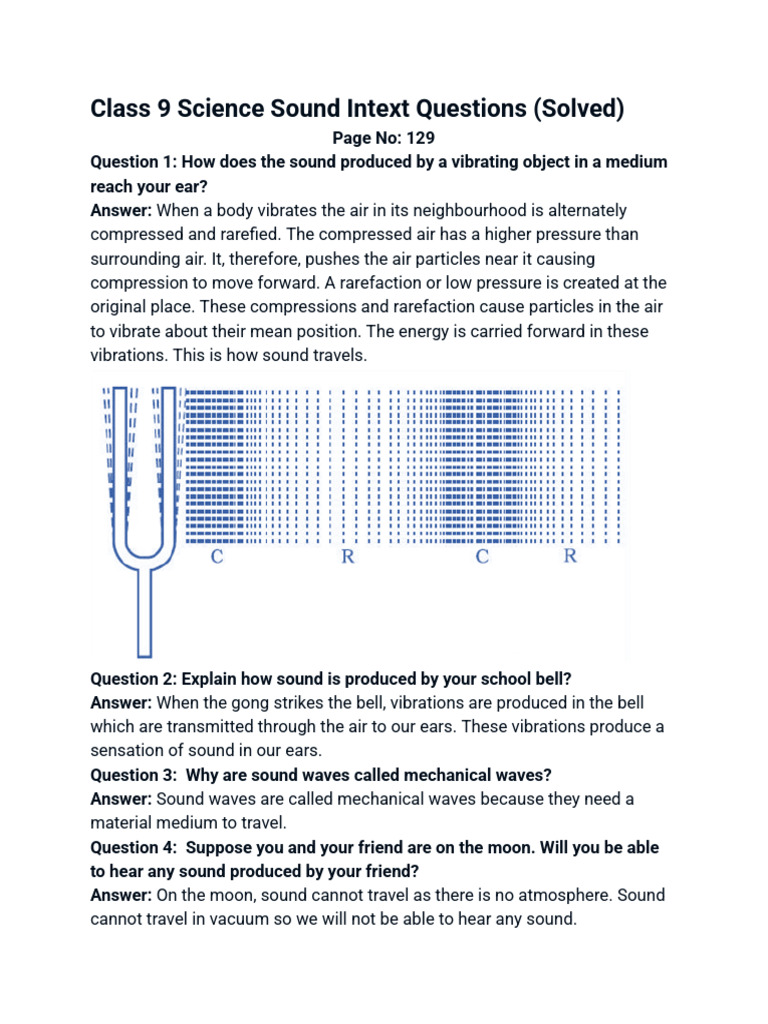 Class 9 Science Sound Intext Questions (Solved) | PDF | Sound | Frequency
