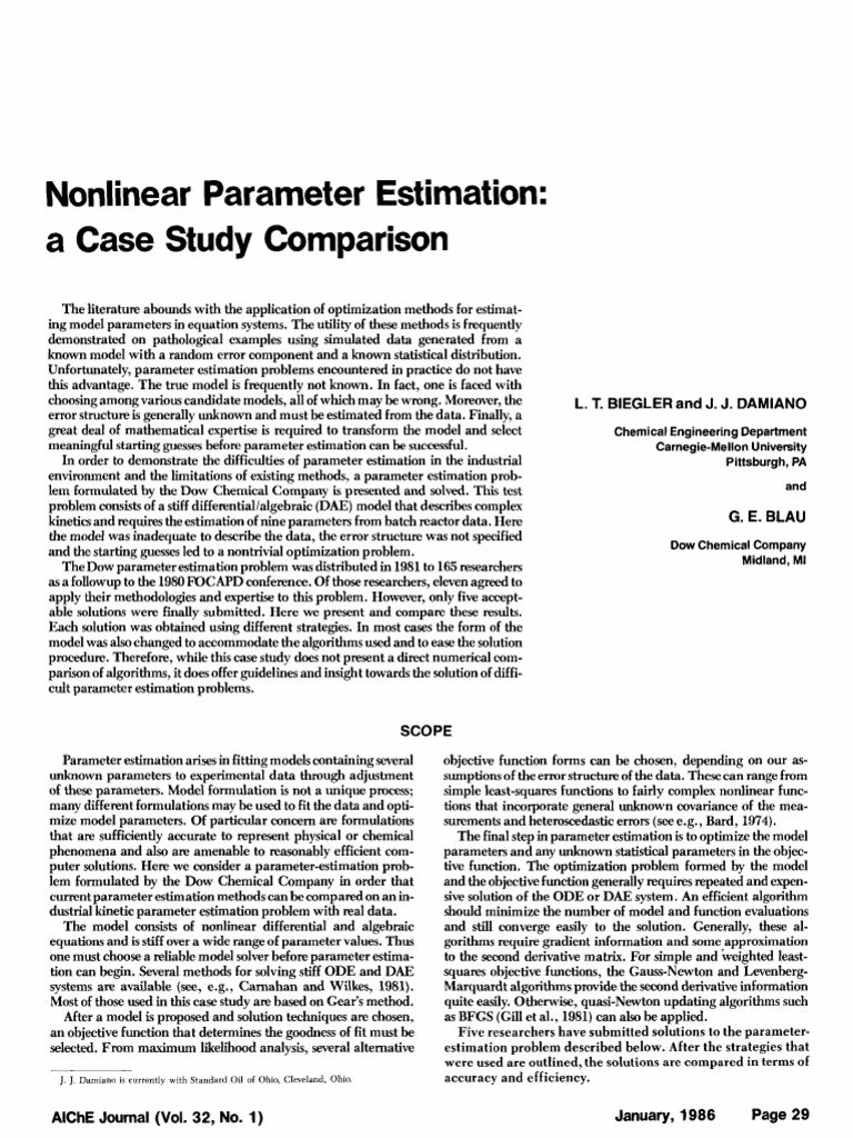 Nonlinear Parameter Estimation: A Case Comparison: Study | PDF | Mathematical Optimization ...