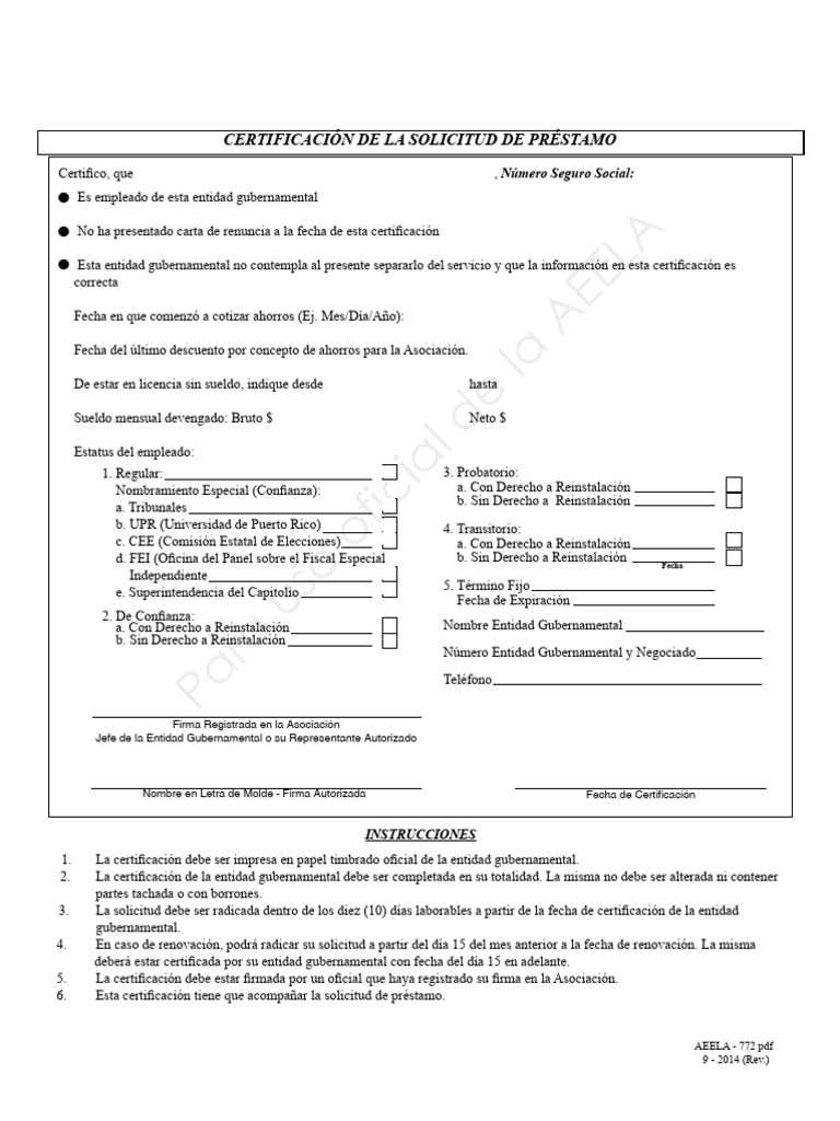 Solicitud de Préstamo AEELA PDF | PDF