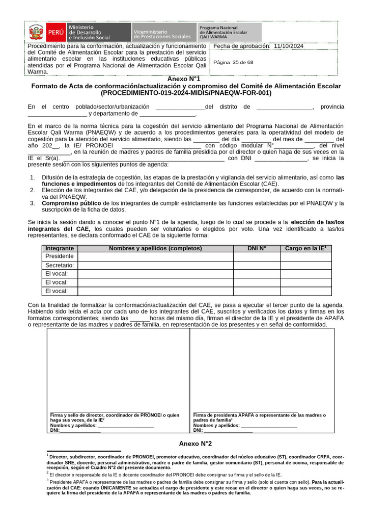 Acta de Conformación del CAE Escolar | PDF
