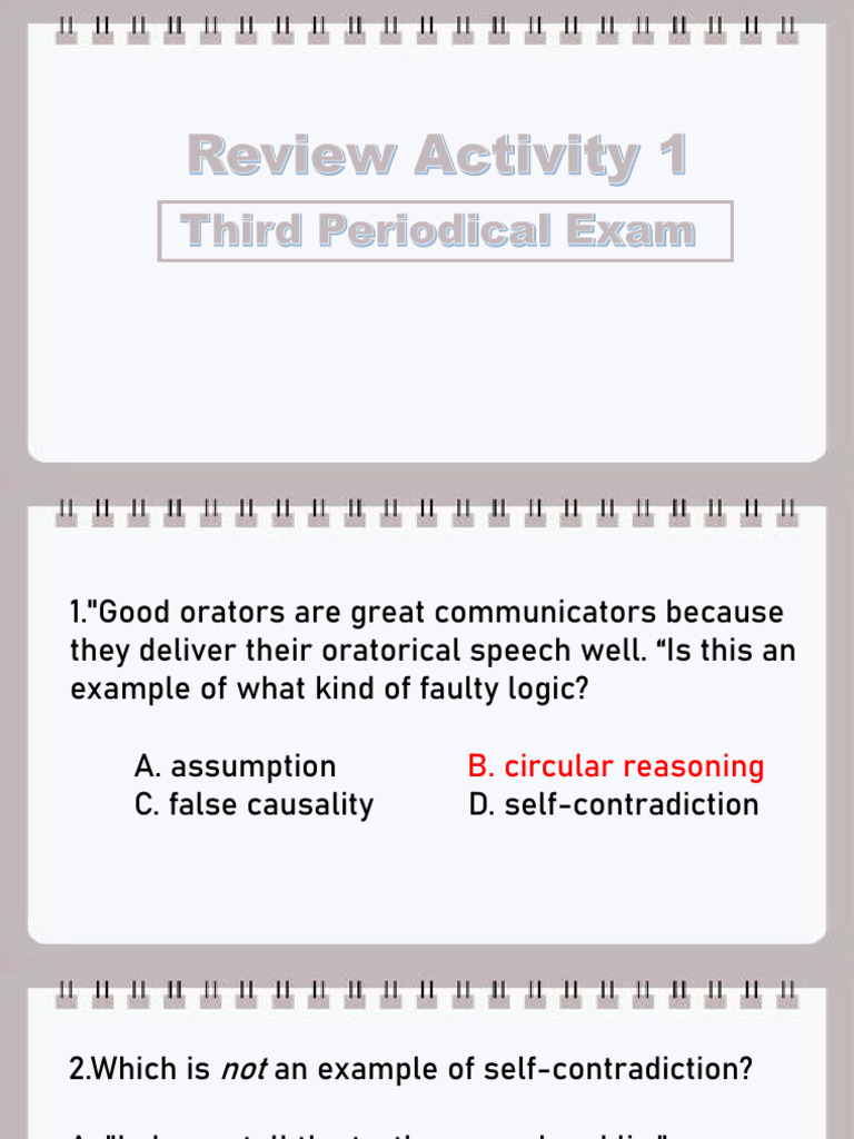 ENGLISH Q3 Review Activity1 | PDF | Fallacy | Argument