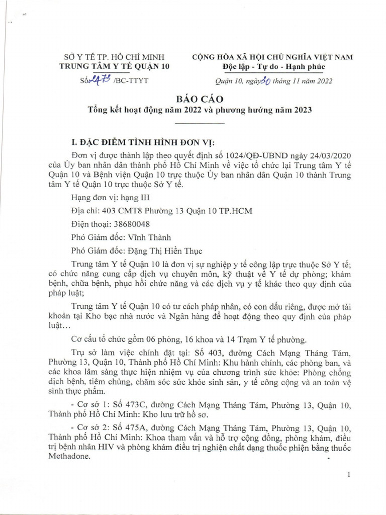 2473 Bao Cao Tong Ket Hoat Dong Nam 2022 Va Phuong Huong Nam 2023 | PDF