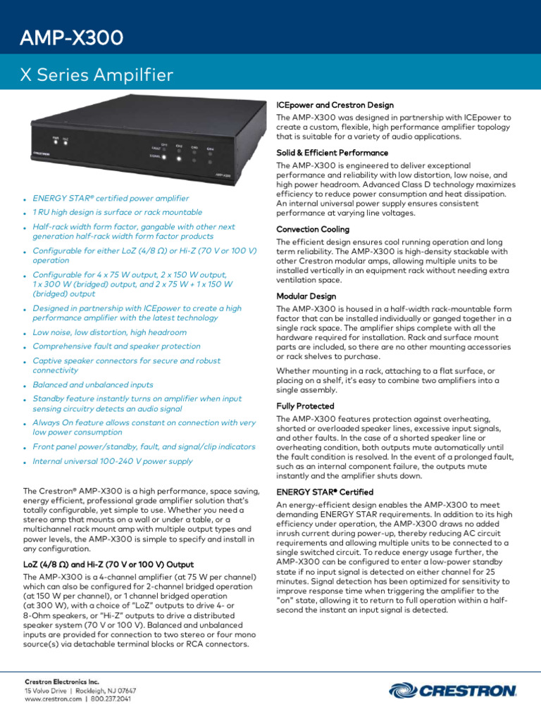 Crestron AMP-X300 (Low Res) | PDF | Amplifier | Decibel