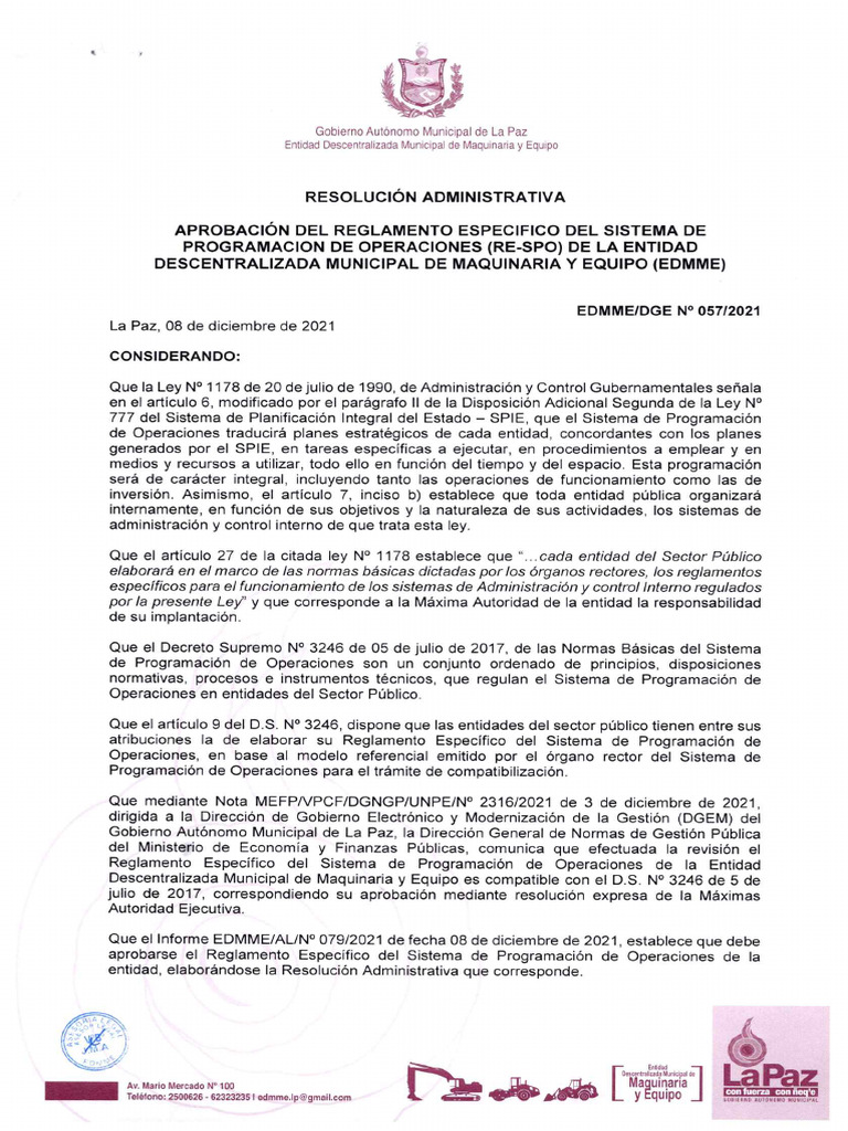 Ra Reglamento - Respo Edmme Dge 0572021 | PDF