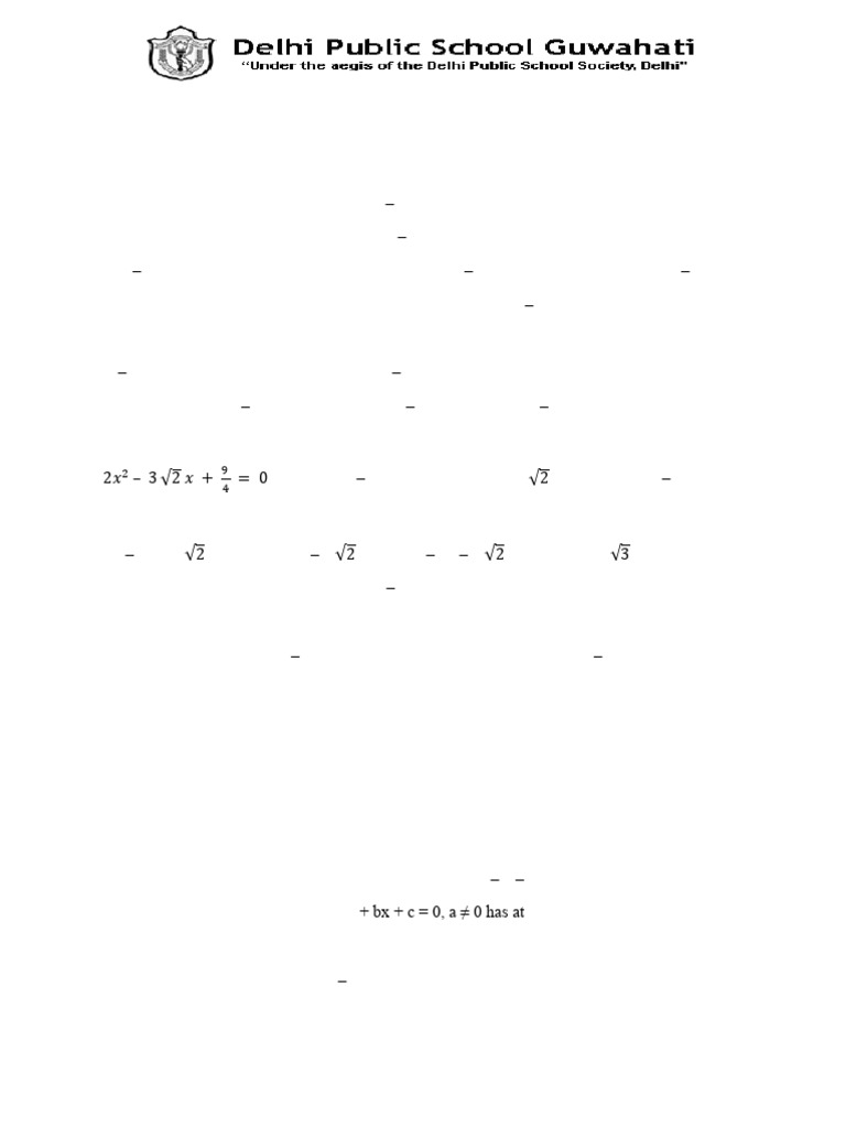 Practice Questions - CHP 04 Quadratic Equation | PDF | Equations | Mathematical Concepts