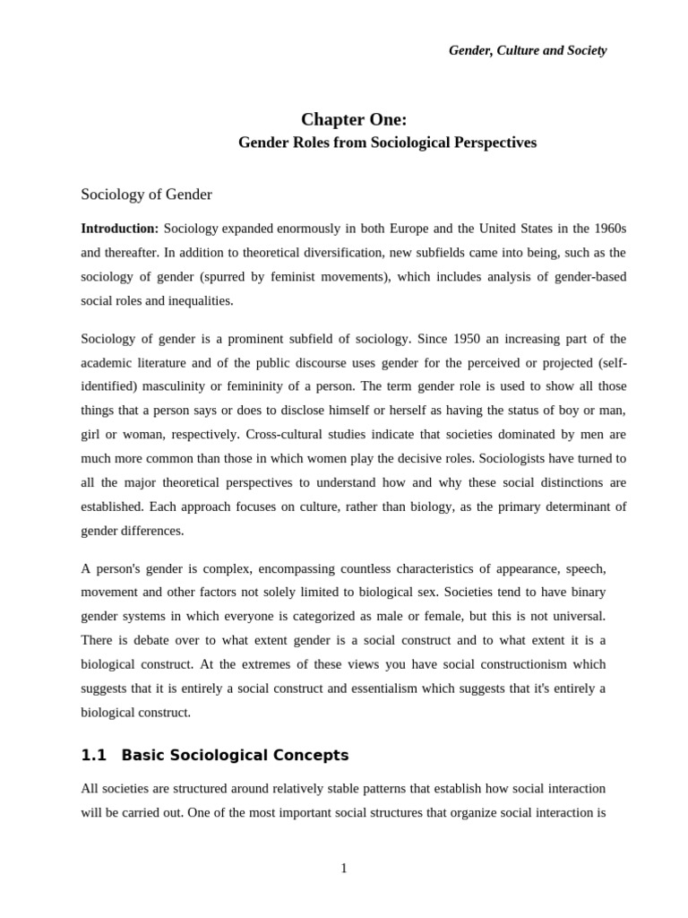 Gender Culture and Socity for 3rd Year Deparmnet of Gender | PDF ...