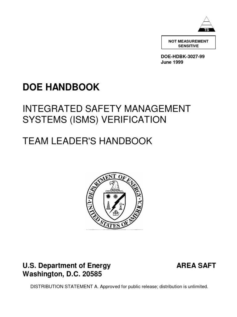 Doe Handbook: Integrated Safety Management Systems (Isms) Verification ...