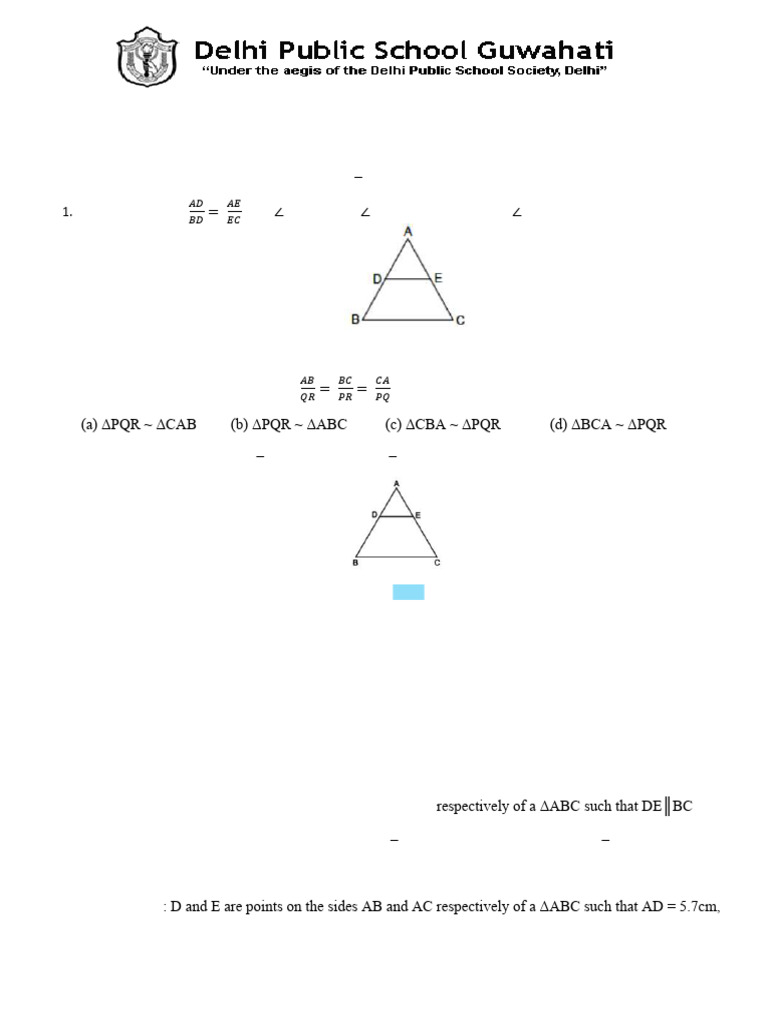 Triangle Proportions and Parallel Lines | PDF | Elementary Mathematics ...