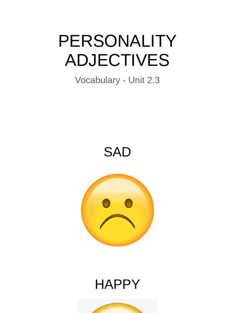 UNIT 2 - Personal Adjectives | PDF