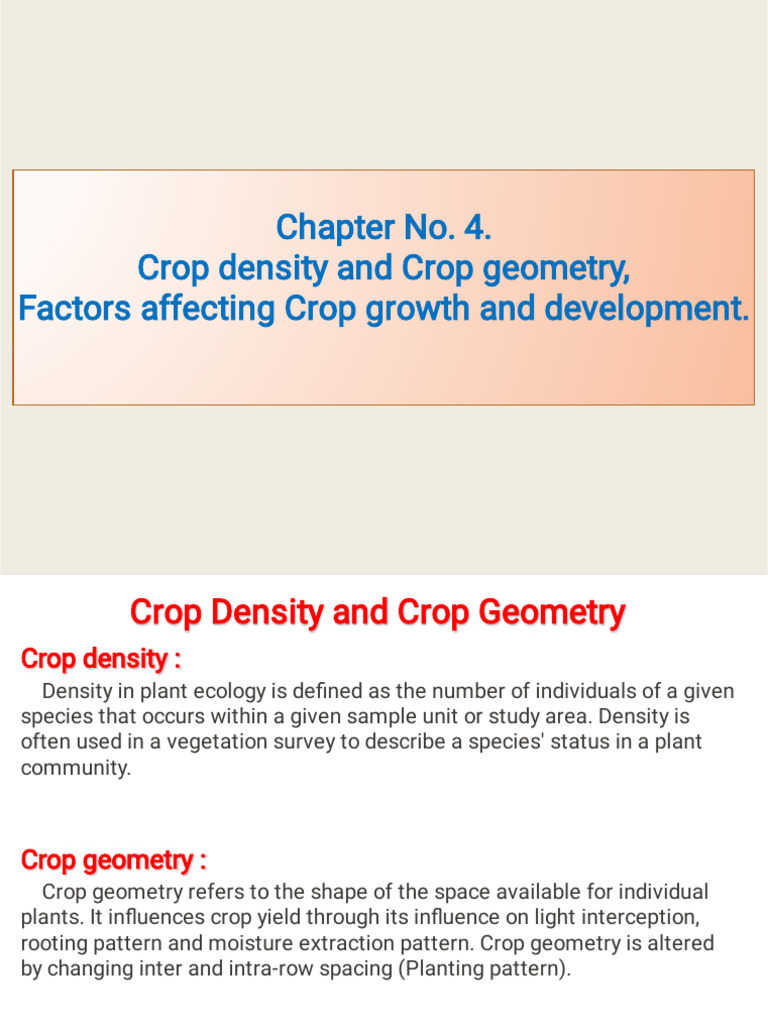 Chapter No. 4 Crop Growth and Crop Geometry, Factors | PDF | Plant ...