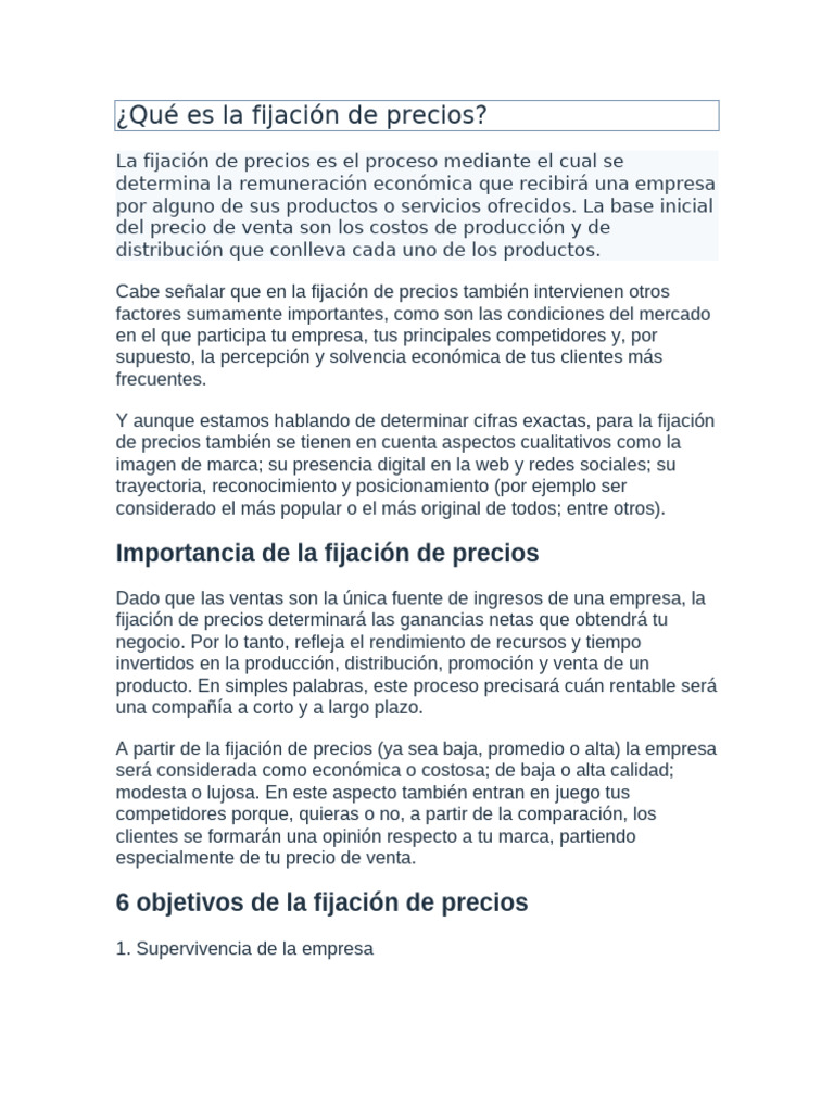 Qué Es La Fijación de Precios | PDF | Al por menor | Precios
