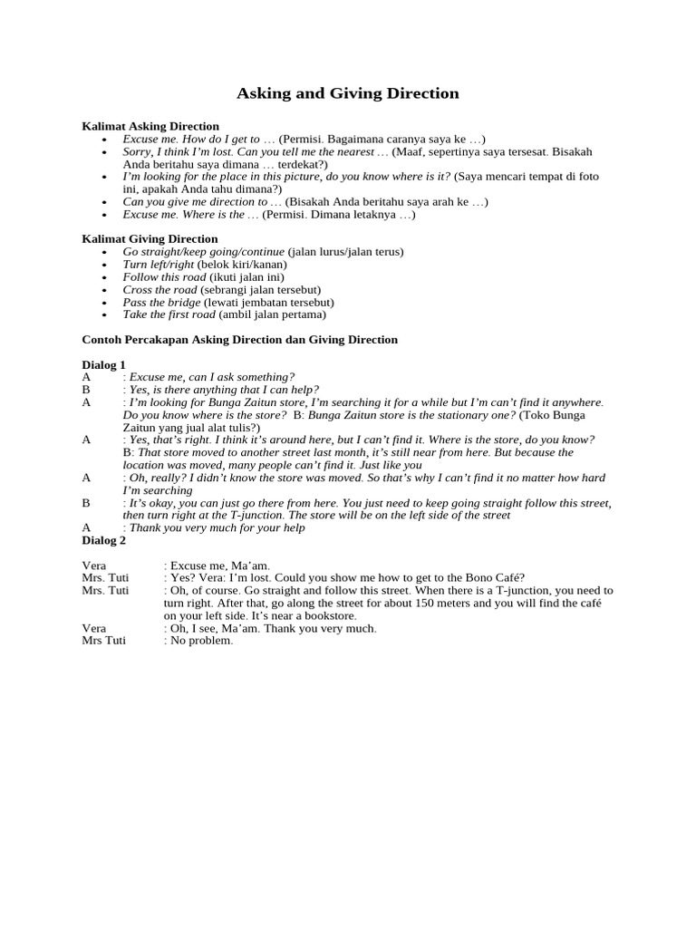 Asking and Giving Direction | PDF