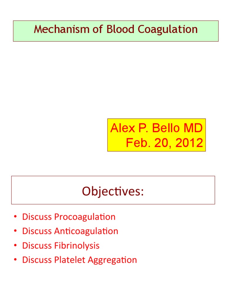 Mechanism of Blood Coagulation | PDF | Coagulation | Platelet