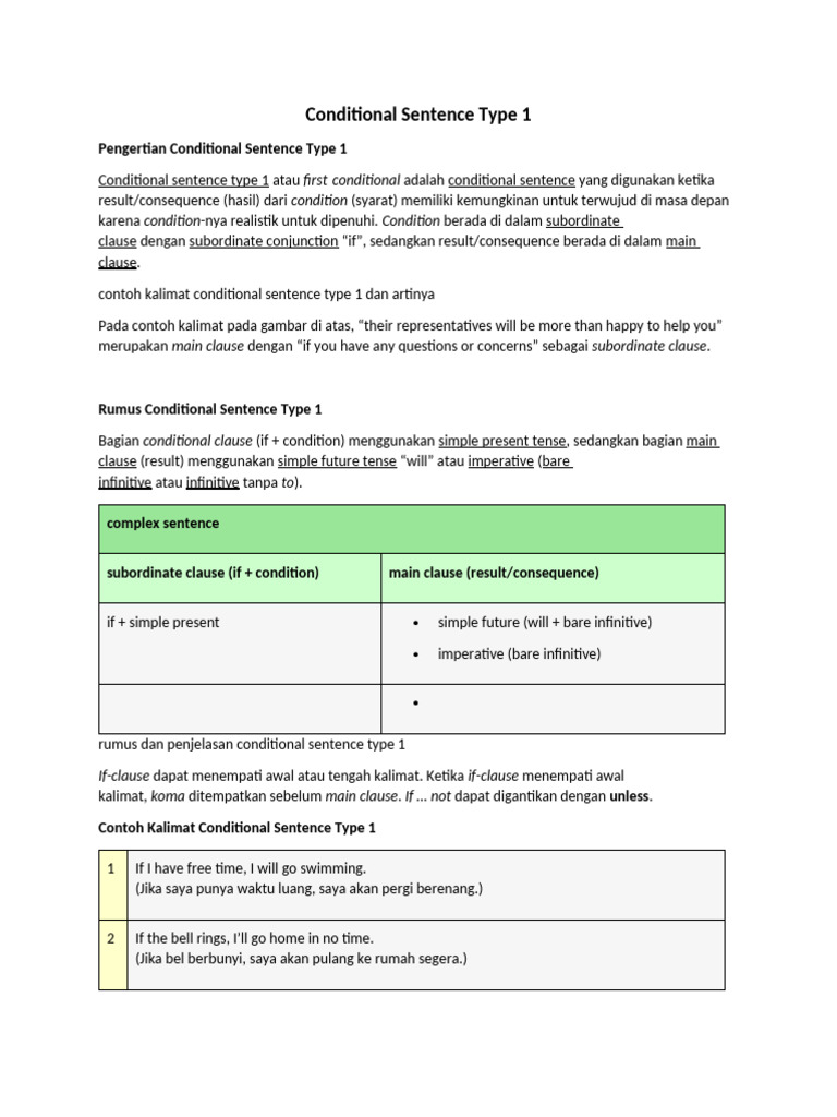 Conditional Sentence Type 1 | PDF
