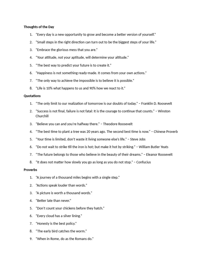 Daily Inspirational Thoughts for Students | PDF
