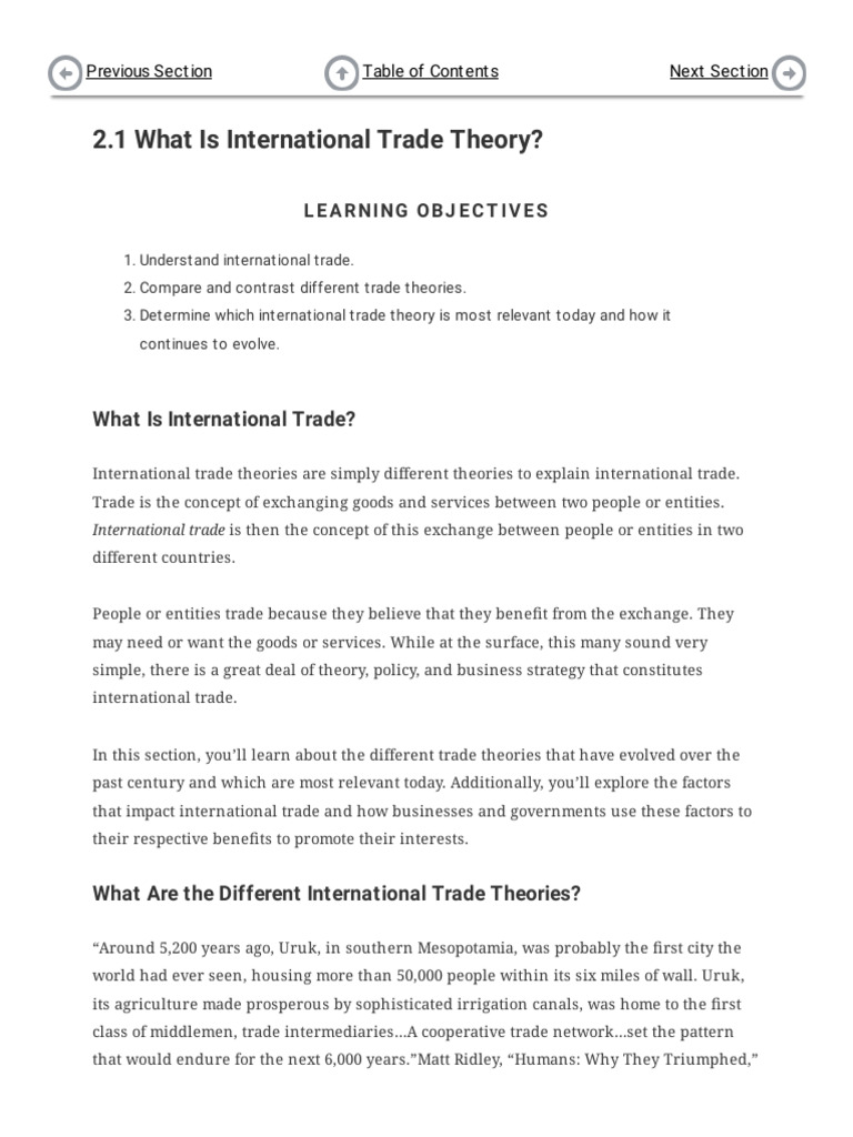 What Is International Trade Theory | PDF | Competitive Advantage ...