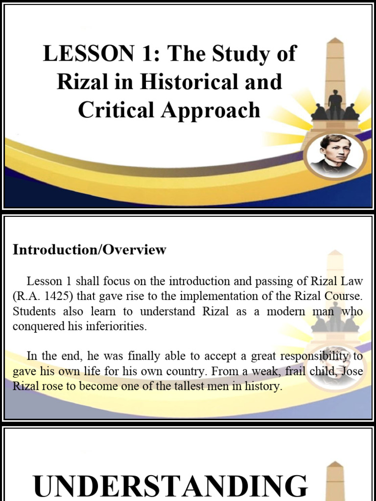 LESSON 1 - THE STUDY OF RIZAL IN HISTORICAL AND CRITICAL APPROACH | PDF
