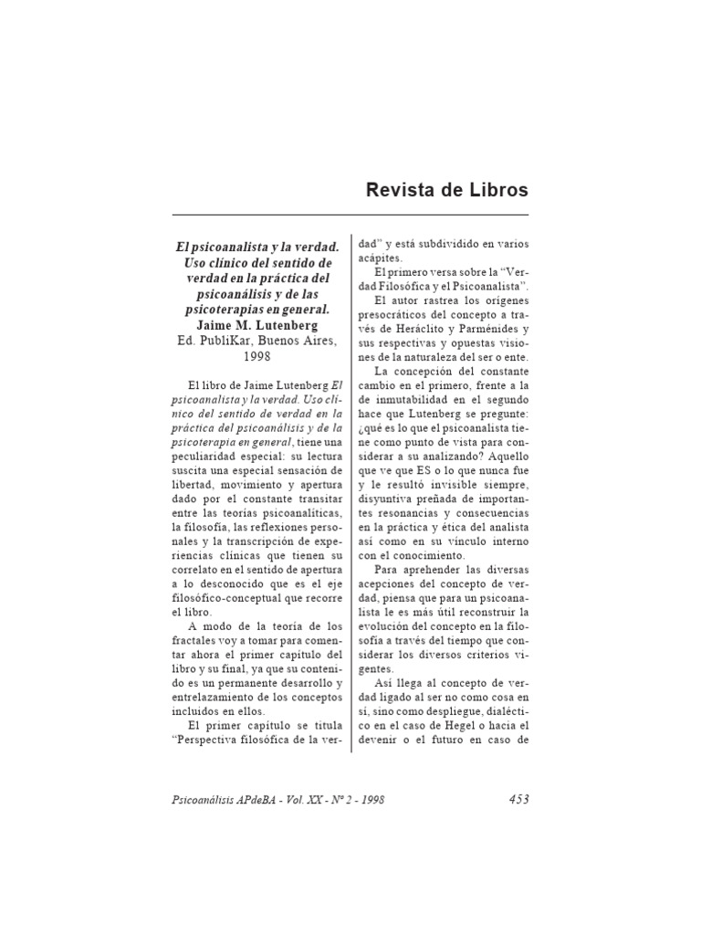Psicoanálisis y la Verdad en Lutenberg | PDF | Psicoanálisis | Verdad