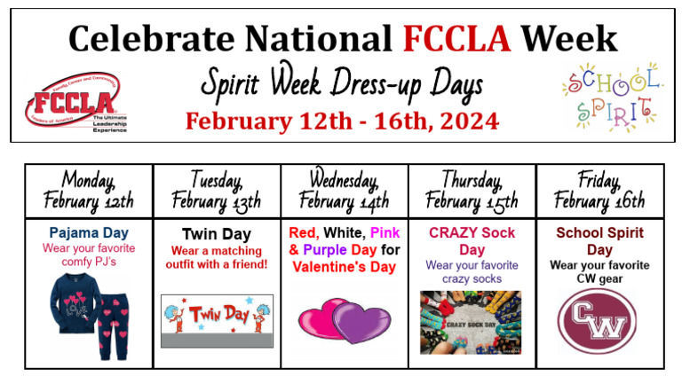 FCCLA Week Dress-Up Days 2024 | PDF