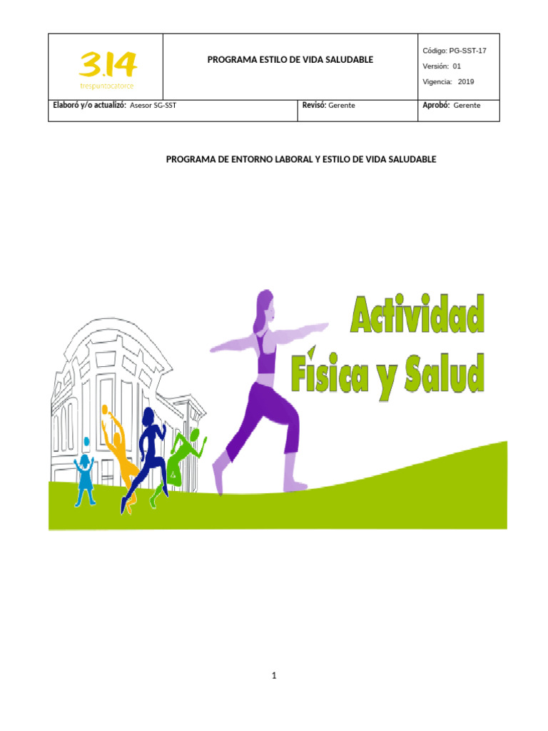 PG-SST-17 PROGRAMA ESTILO DE VIDA SALUDABLE | PDF | La dependencia de sustancias | Dormir