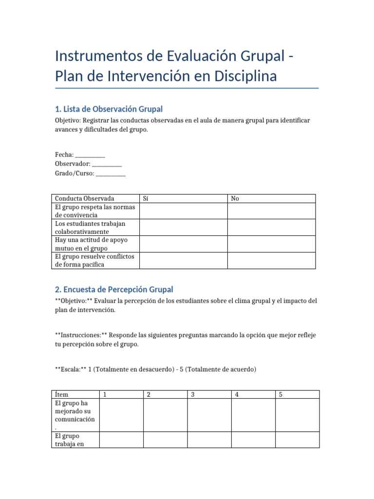 Evaluación Grupal en Preescolar | PDF | Las emociones | Evaluación