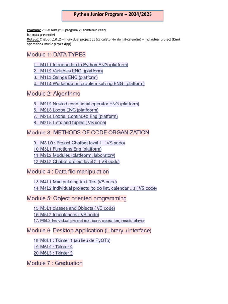 Program Python Junior Level 1 | PDF