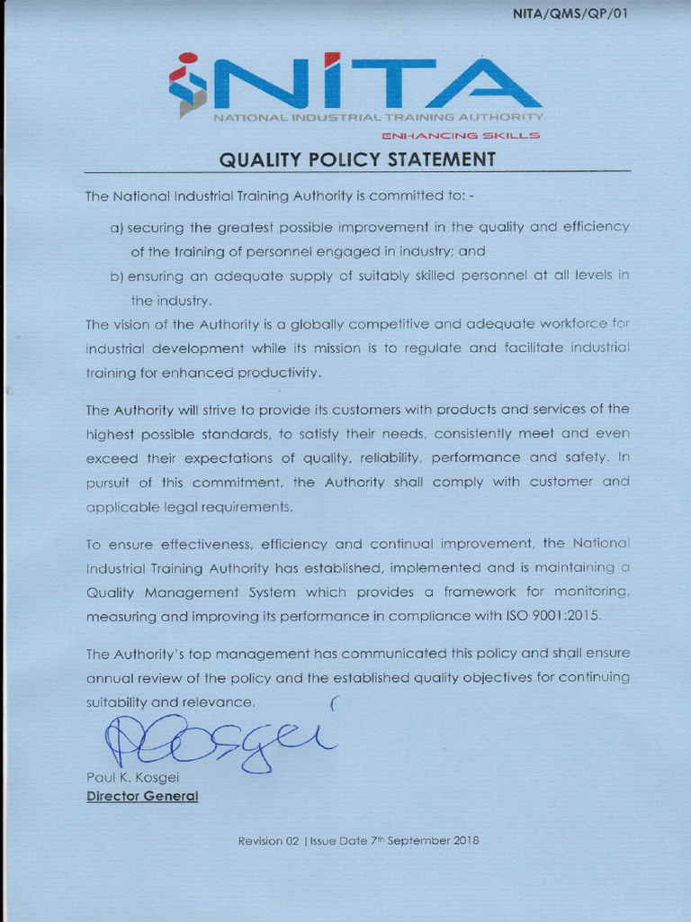 QUALITY POLICY STATEMENT | PDF